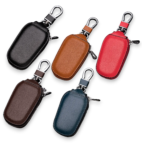 Universal PU Leather Car Key Holder with Window - Keychain Case ...